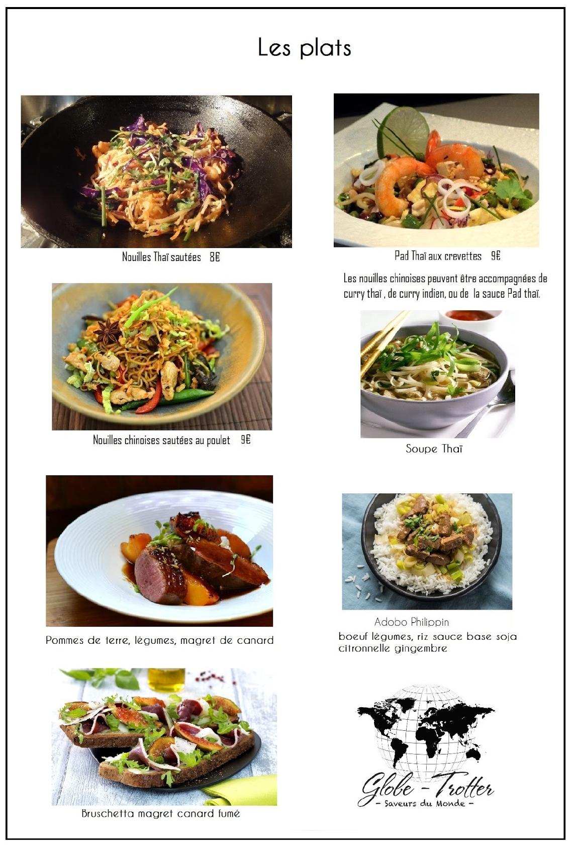 Menu at Globe-Trotter restaurant, Salignac-sur-Charente