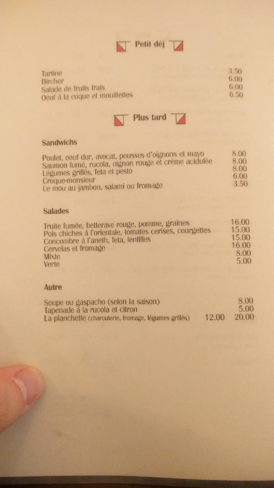 Menu da Le Sémaphore, Losanna, Av. d'Ouchy 7