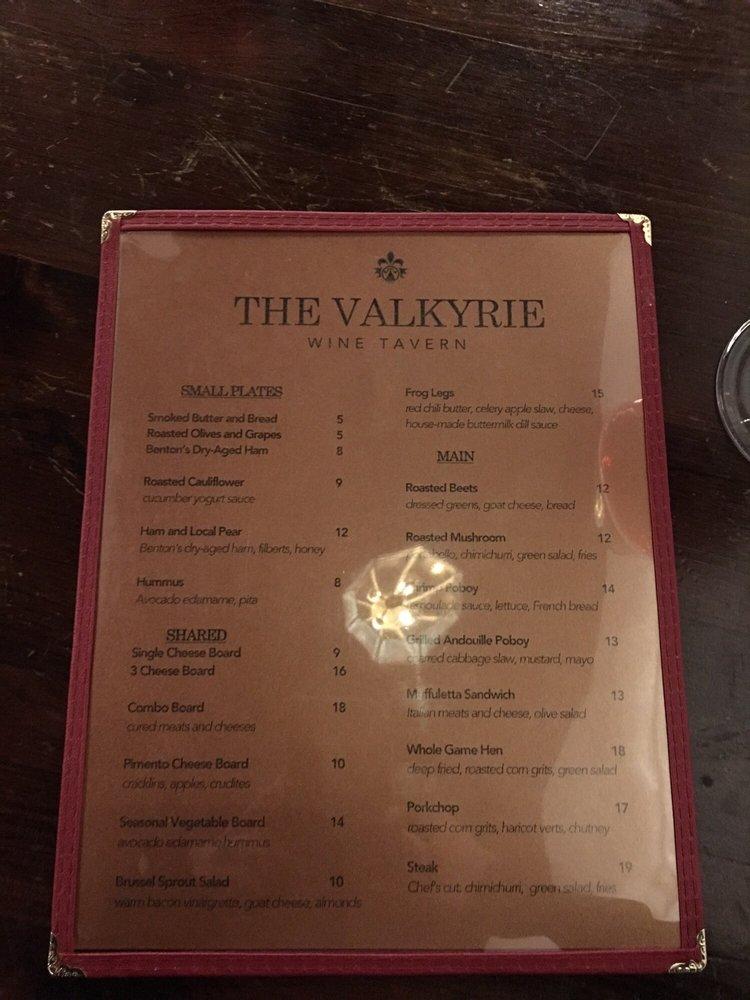 Menu at The Valkyrie Wine Tavern pub & bar, Independence
