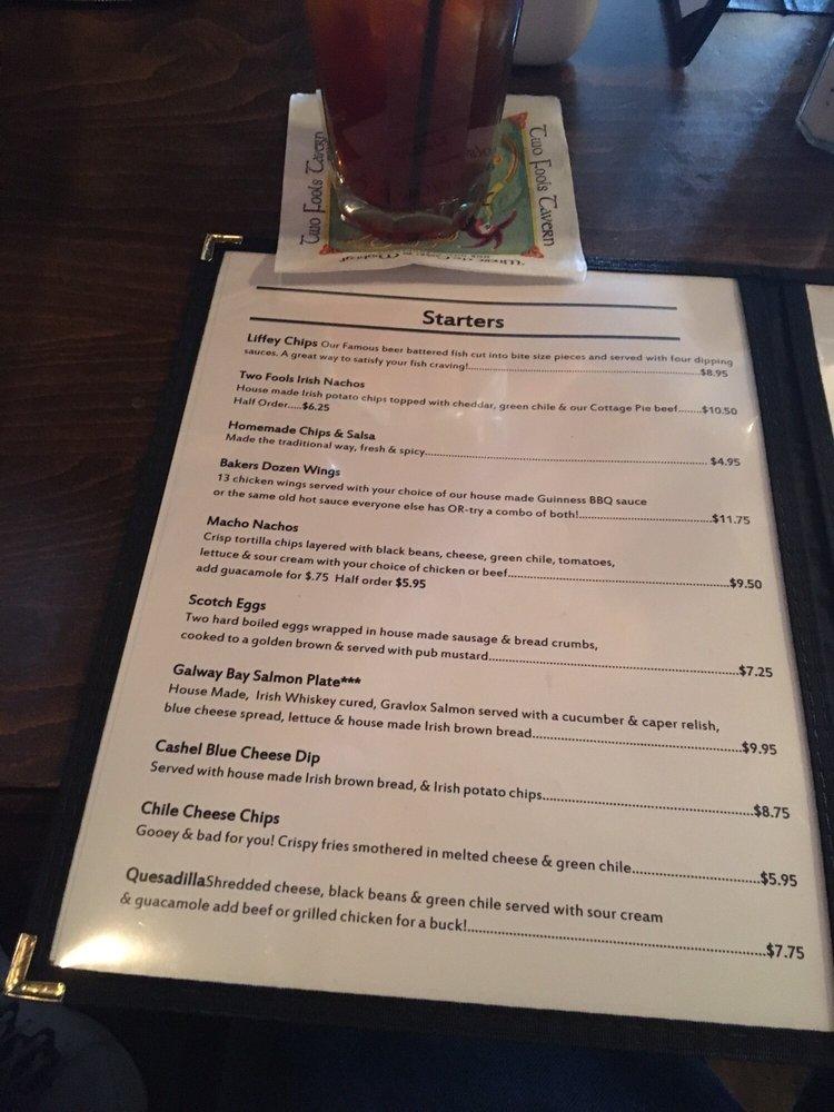 Menu at Two Fools Tavern pub & bar, Albuquerque