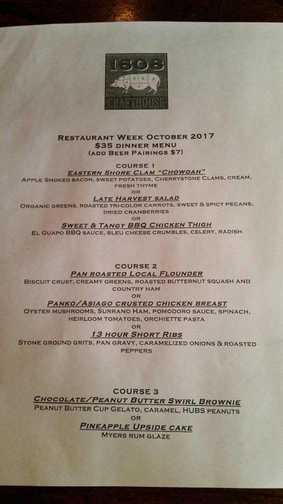 Menu at 1608 Crafthouse restaurant, Virginia Beach