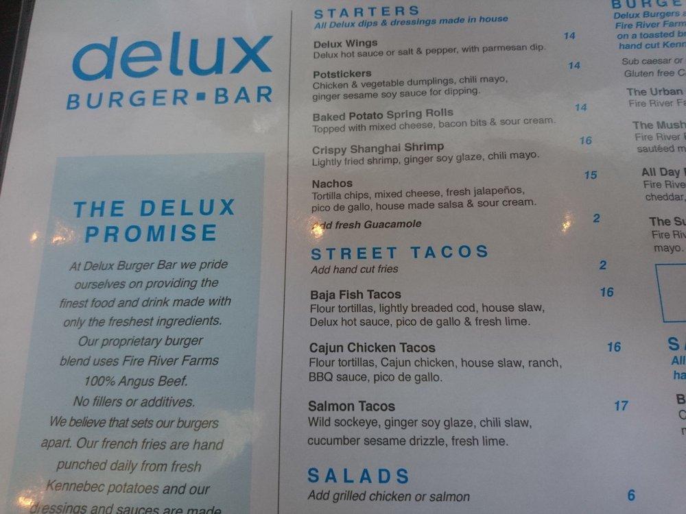 Menu at Delux Burger Bar, Edmonton, 142 St NW