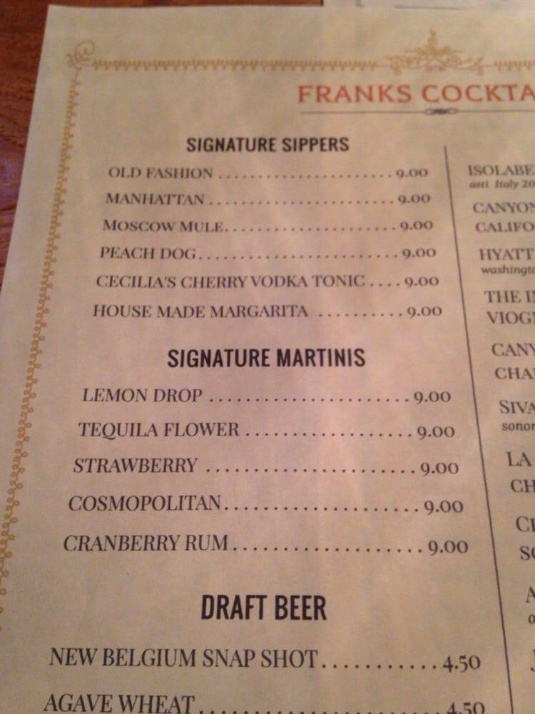 Menu at FINICKY FRANKS restaurant, Omaha