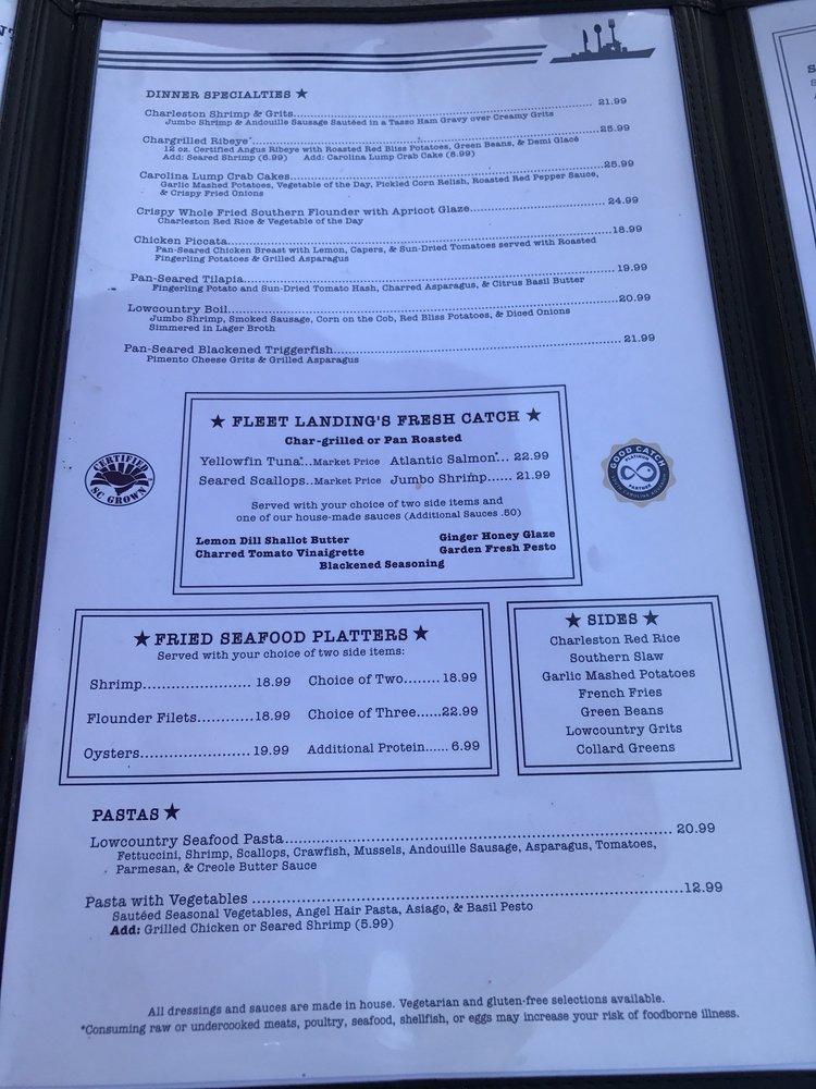 Menu at Fleet Landing Restaurant & Bar, Charleston