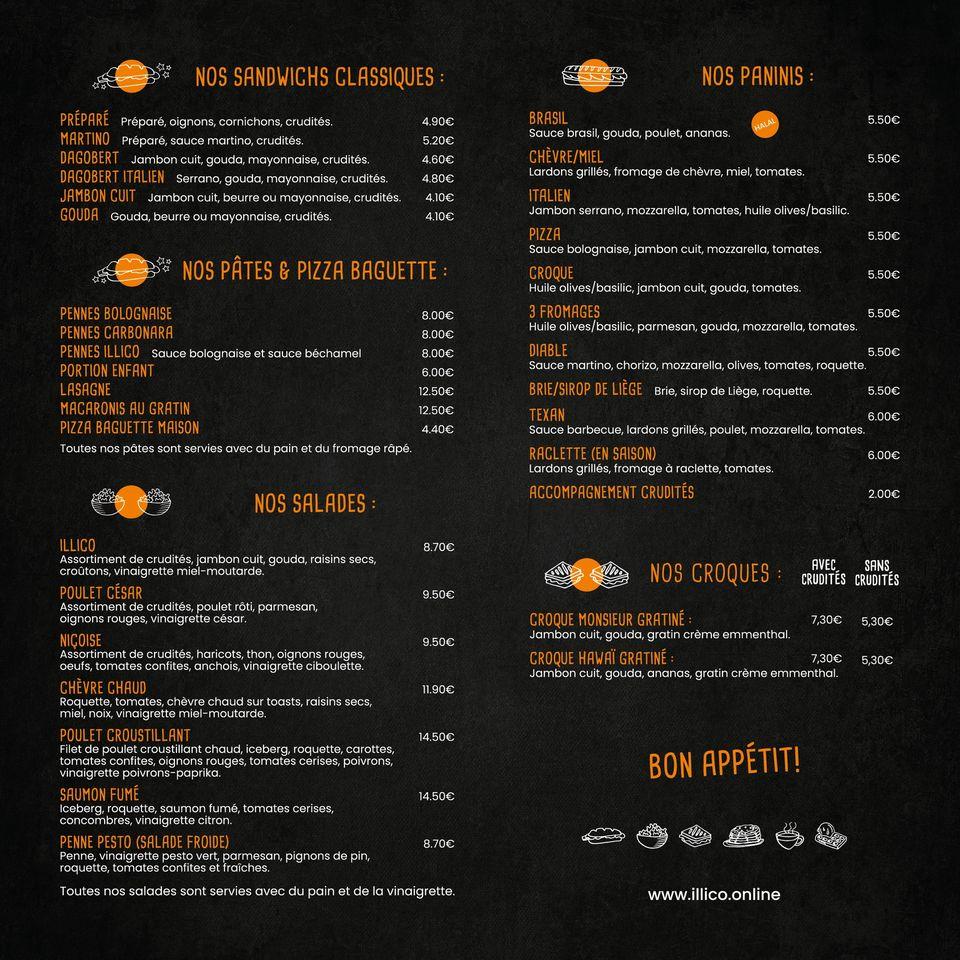 Menu au Illico Resto - FAUBOURGS restaurant, Arlon, Rue des Faubourgs 75