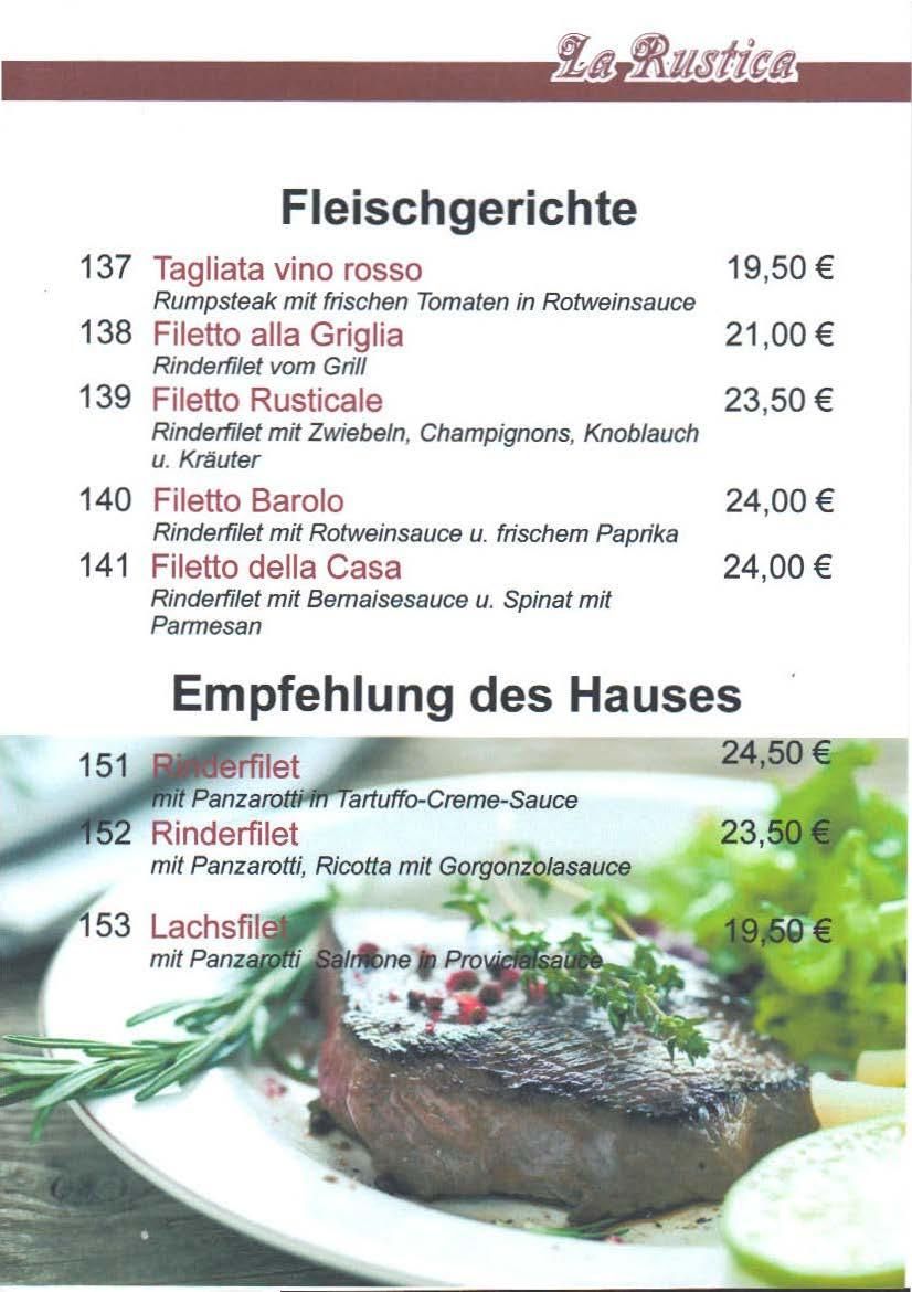 Speisekarte von La Rustica - Italienisches Restaurant, Geldern
