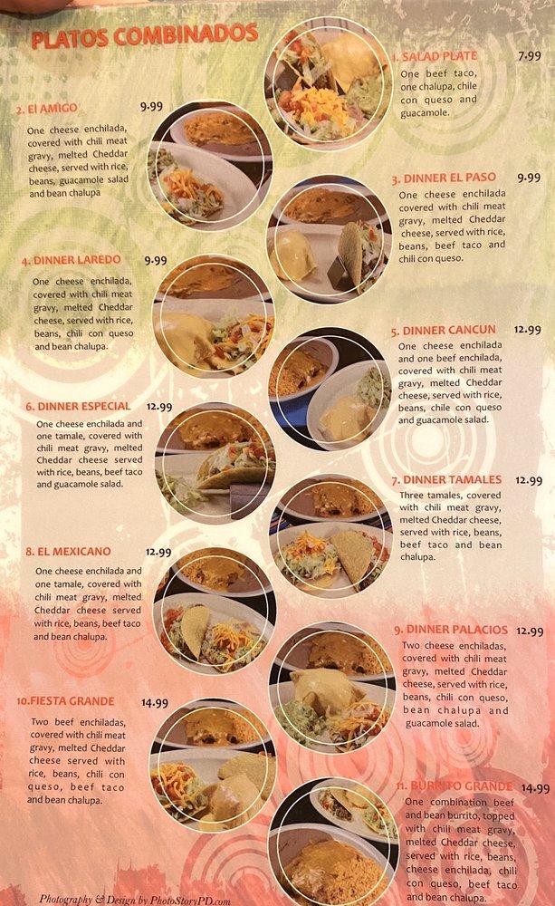 Menu at Palacios Mexican Restaurant, Palacios