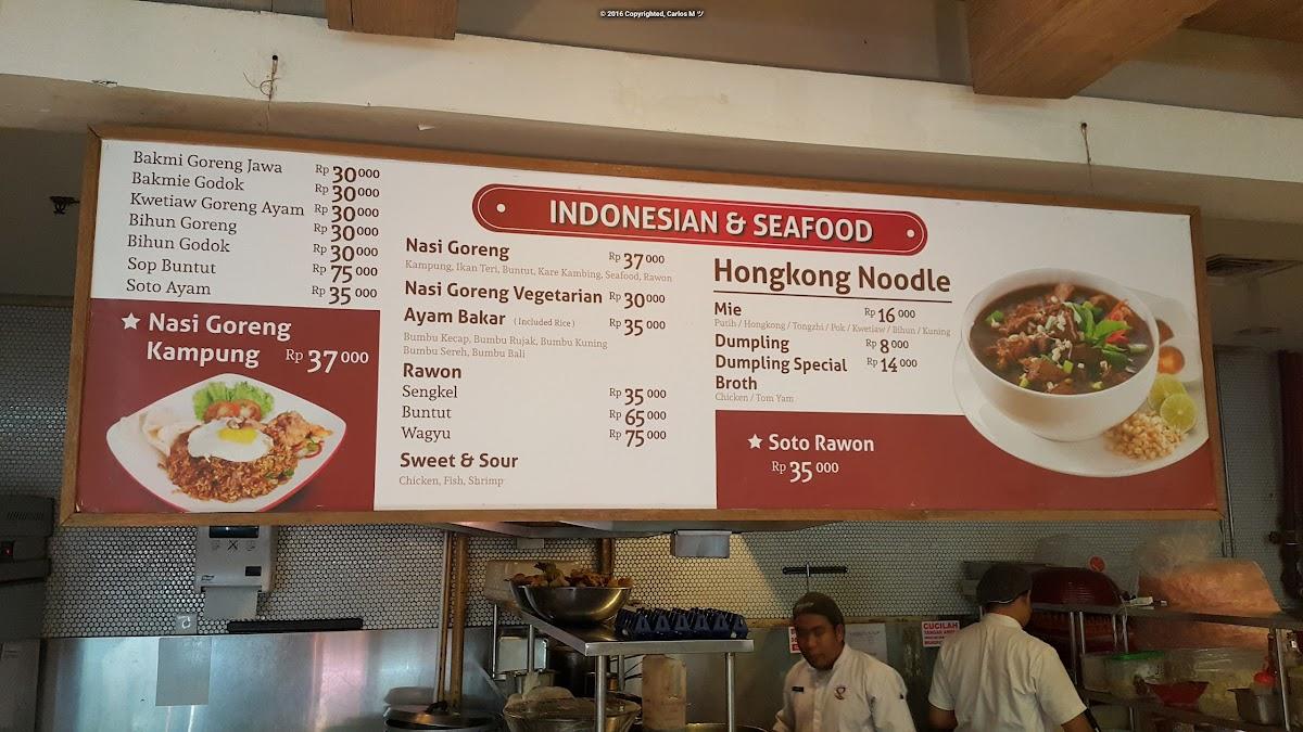 Menu at Ranch Market restaurant, South Jakarta, Oakwood