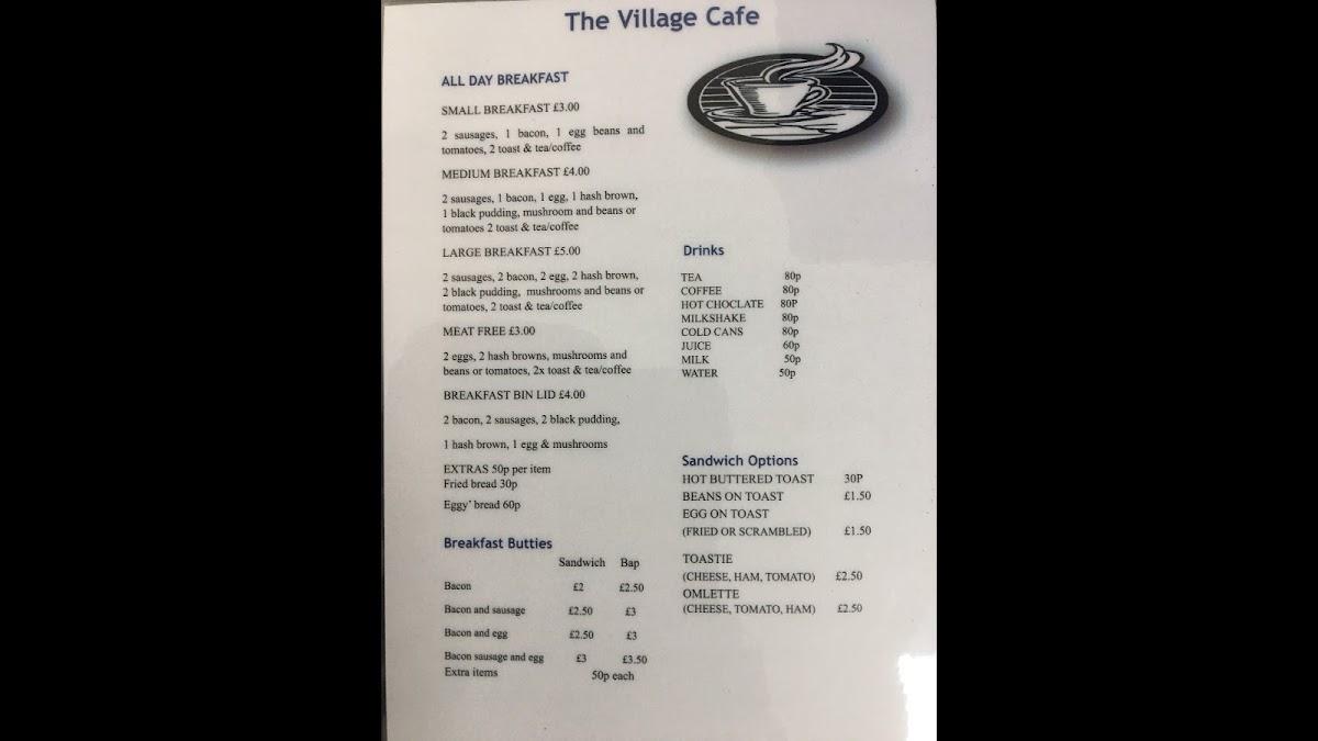 Menu at The village cafe, Bagillt