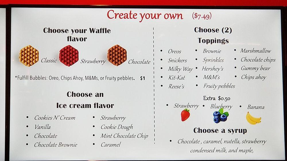 Menu at Bubble Waffle, Redondo Beach, 1799 Hawthorne Blvd