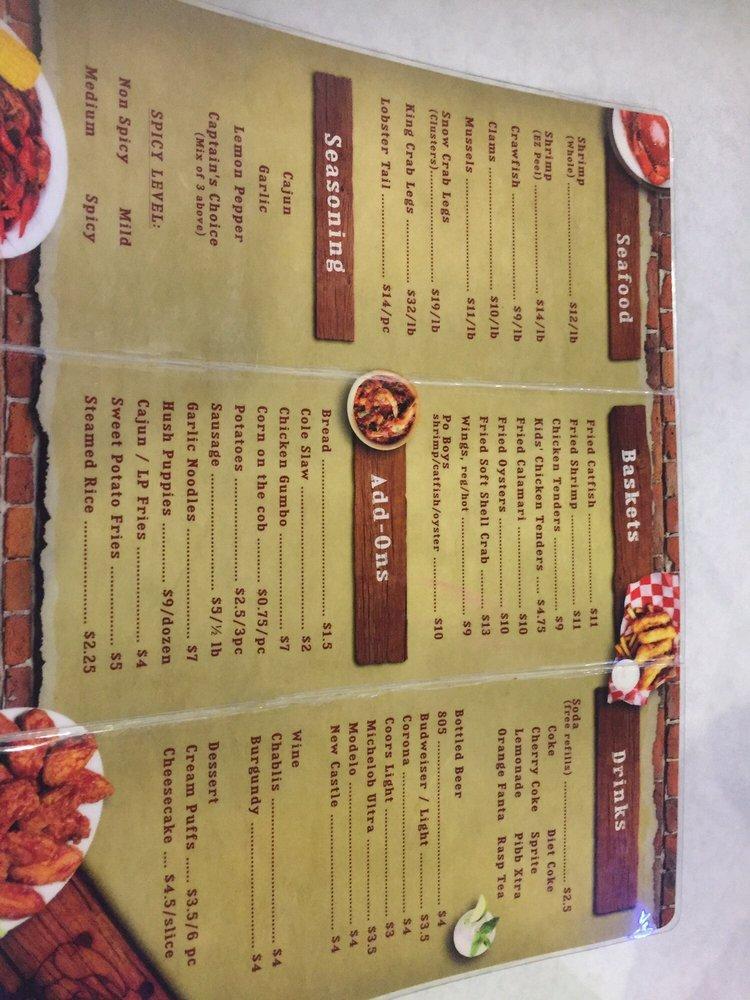 Menu at Captain Crawfish Cajun Seafood Bakersfield restaurant, Bakersfield