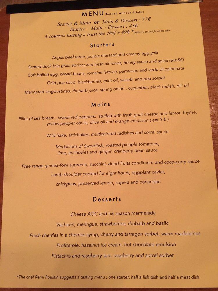 Carta del restaurante Le Christine., Paris, 1 Rue Christine