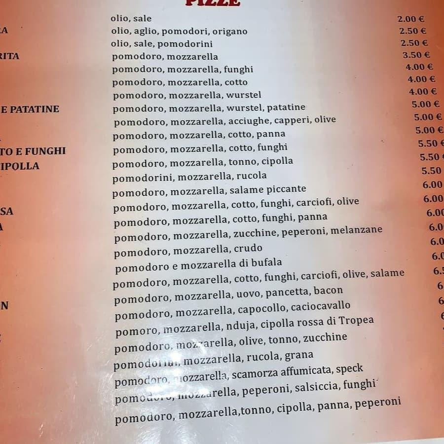 Menu at Pizzeria Sun&Moon, Martina Franca