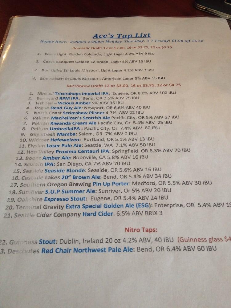 Menu at Aces Sports Bar & Grill, Lincoln City, NE 50th St
