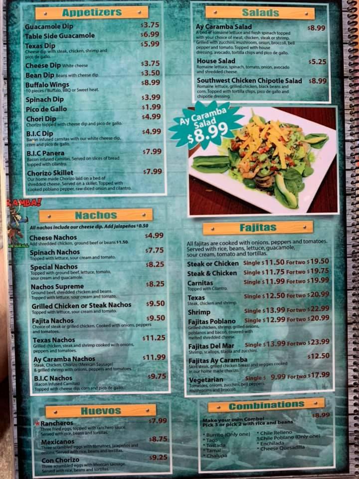 Menu at Ay Caramba Mexican Grill & Bar, Asheville, 328 New Leicester ...