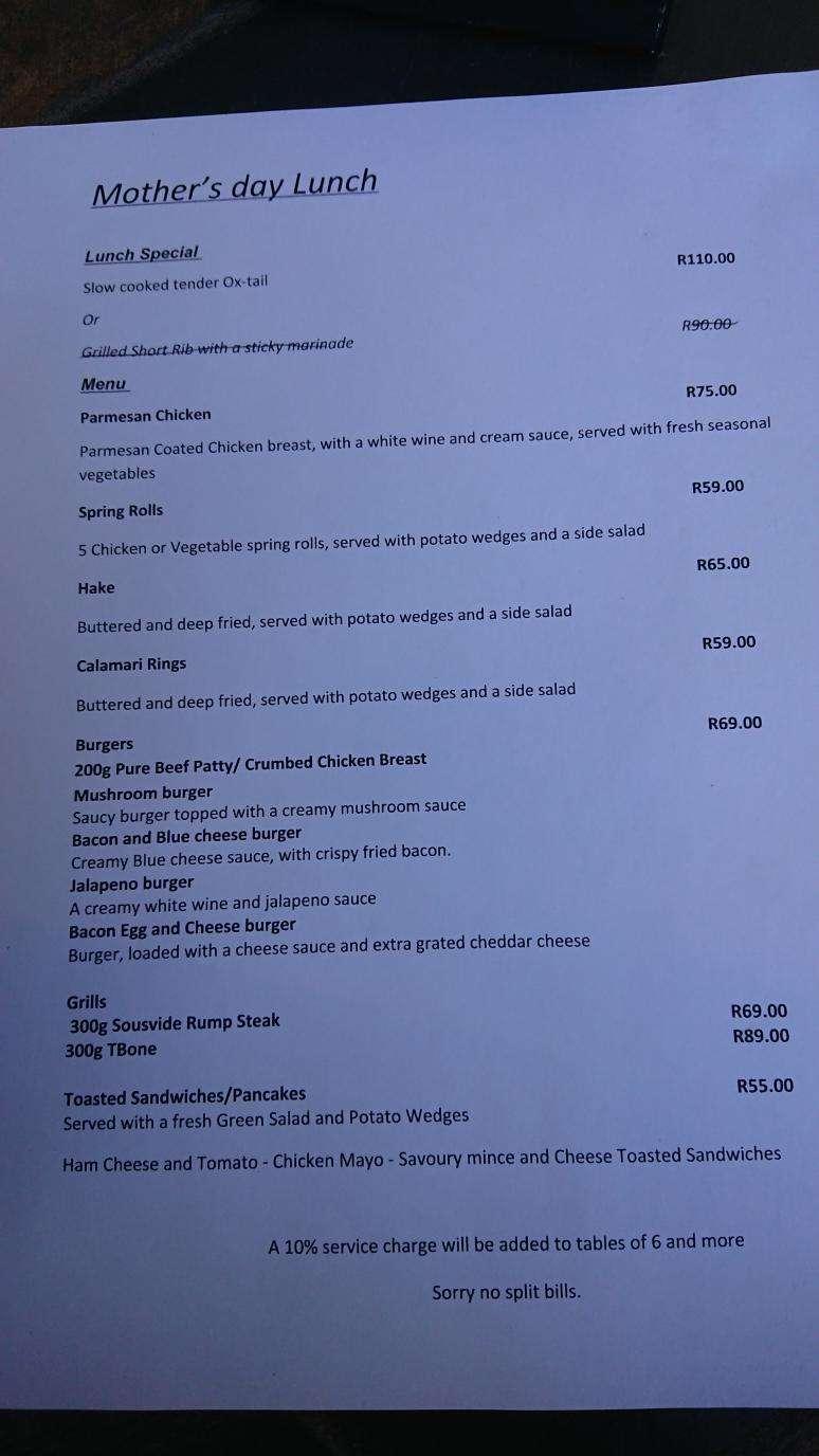 Menu at Coffee@Capital restaurant, Pretoria