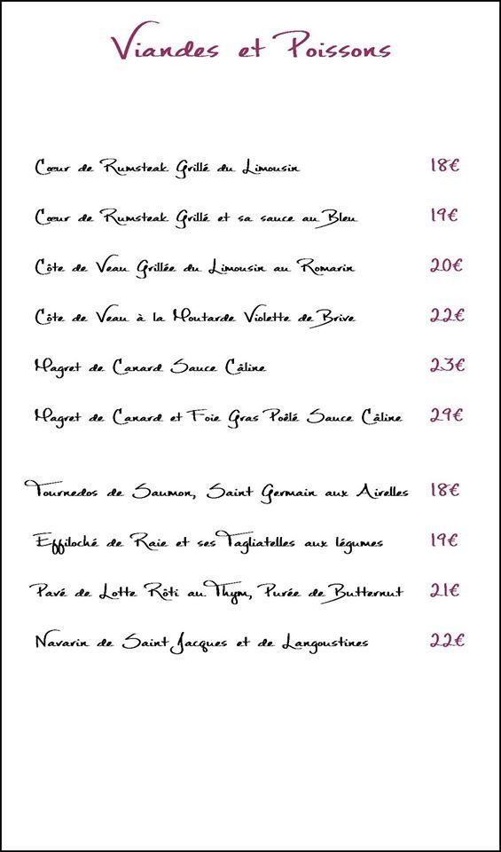 Carta de Logis Contact Hôtel Restaurant Le Beaulieu, Beaulieu-sur-Dordogne