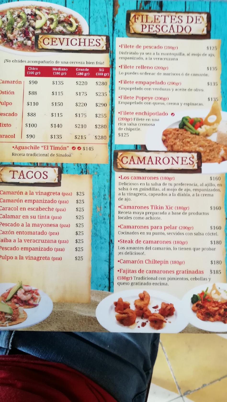 Carta del restaurante El Timón del Cancún | Avenida Chichén Itzá ...