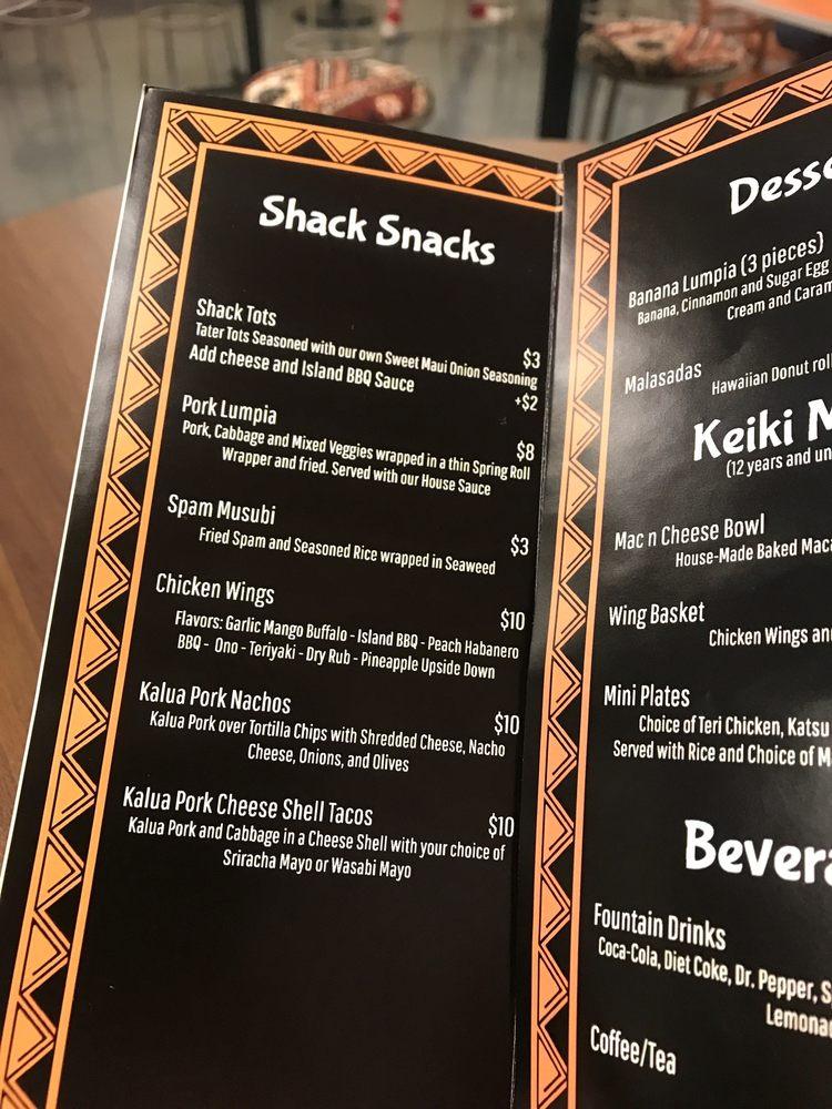 Carta del restaurante Aloha Shack, Reno, N Red Rock Rd #201
