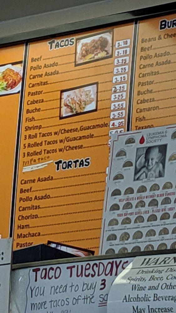 Menu at La Paloma Mexican Food restaurant, Indio
