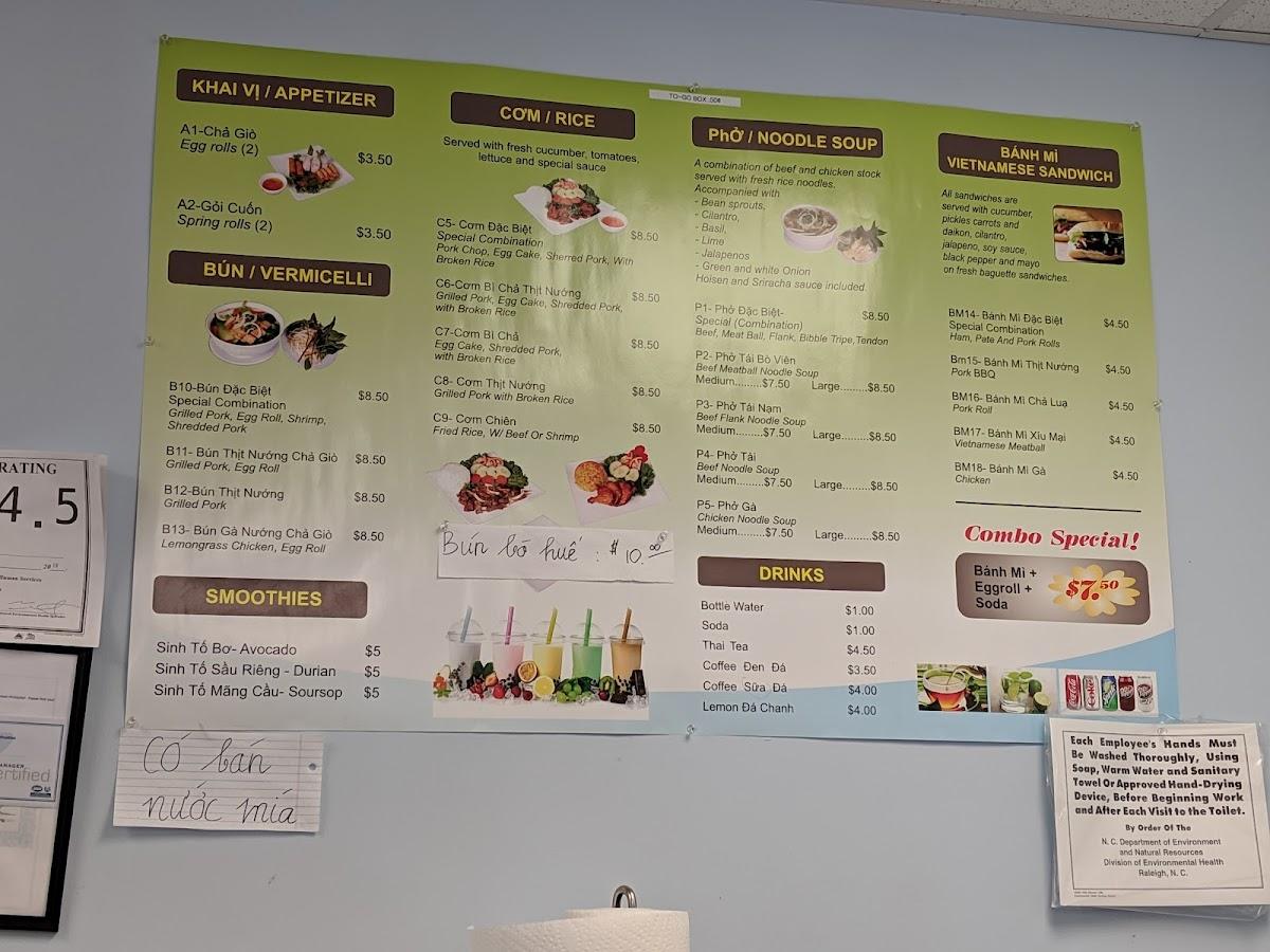 Menu at Saigon Market LLC restaurant, Fayetteville