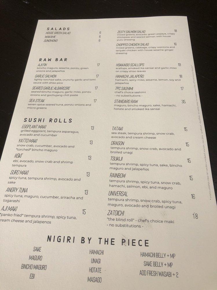 Carta del restaurante Aji Japanese Bistro, El Dorado Hills