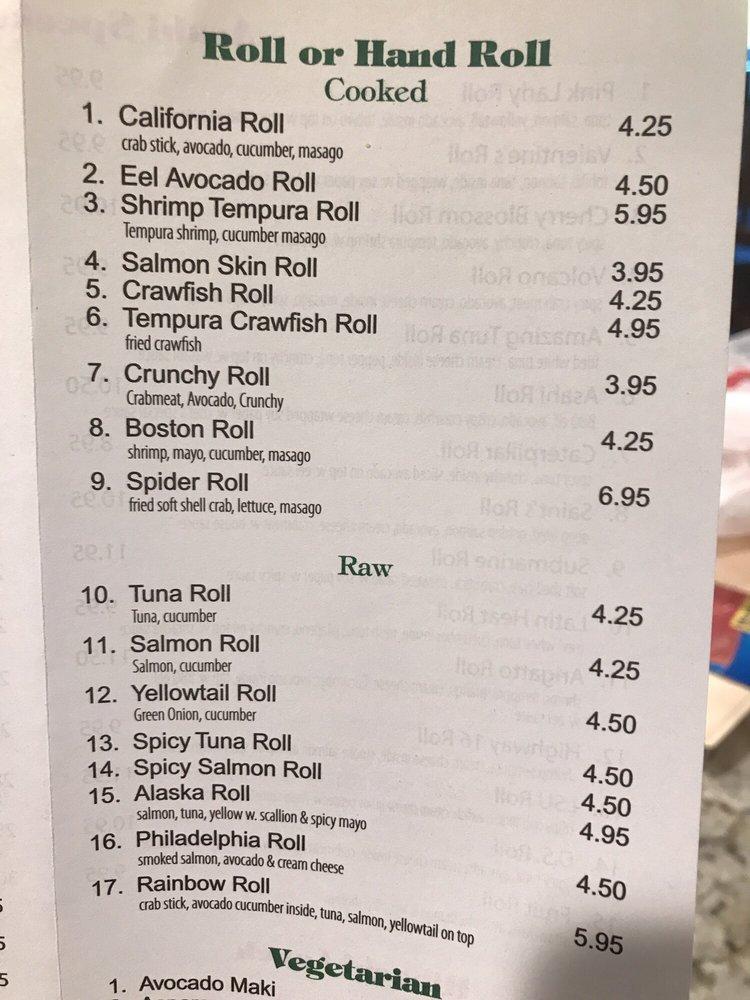 Menu at Asahi Sushi & Grill restaurant, Denham Springs