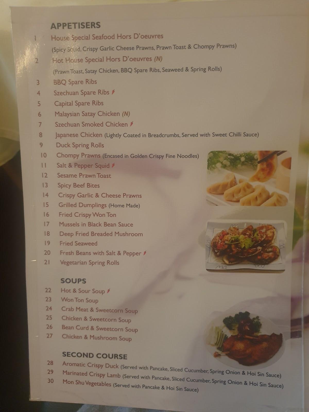 Menu at Imperial Oriental Chinese Restaurant, Epsom