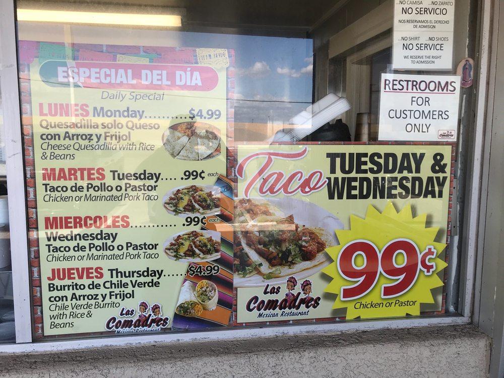 Menu at Las Comadres Mexican Restaurant, El Mirage