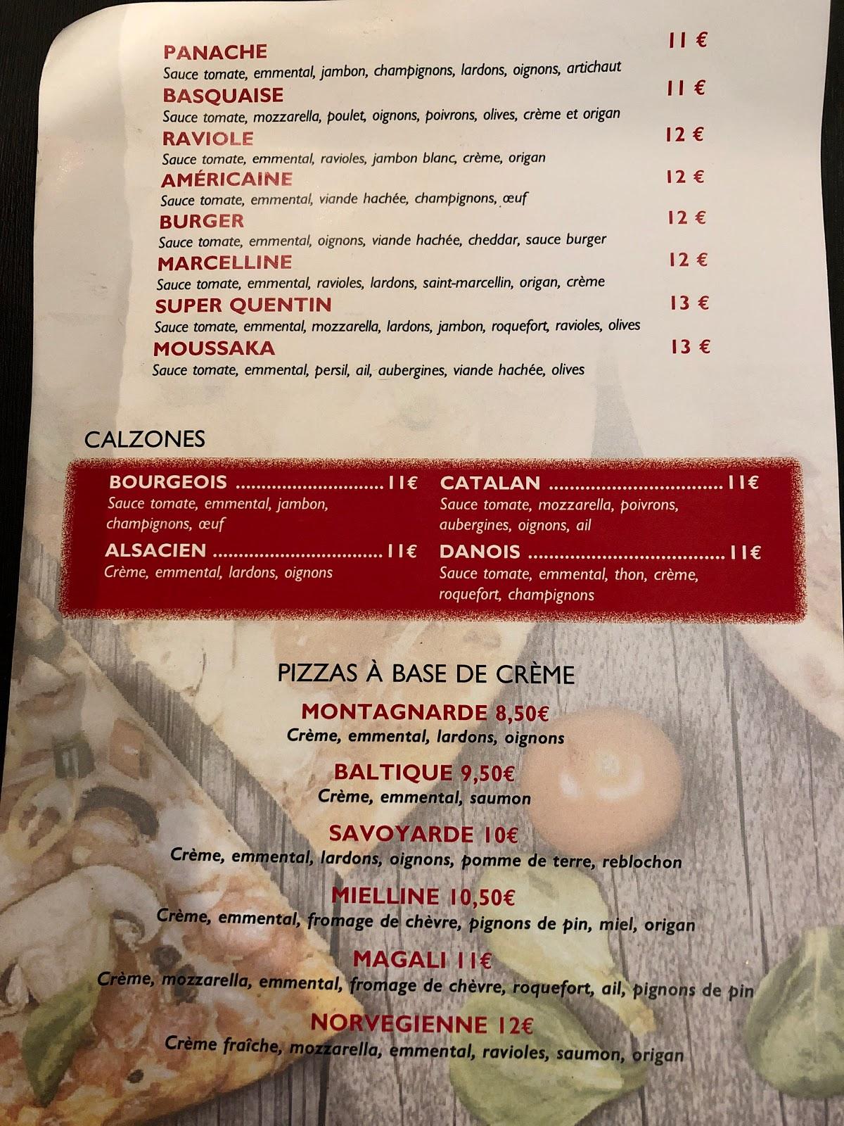 Menu at Le Baptistin pizzeria, Le Cheylas