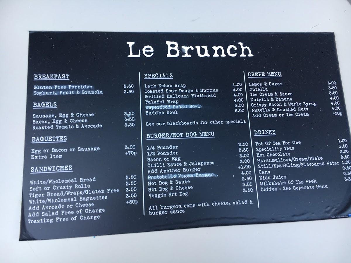 Carta del café Mexi-Go @ Kent Catering Company, Broadstairs