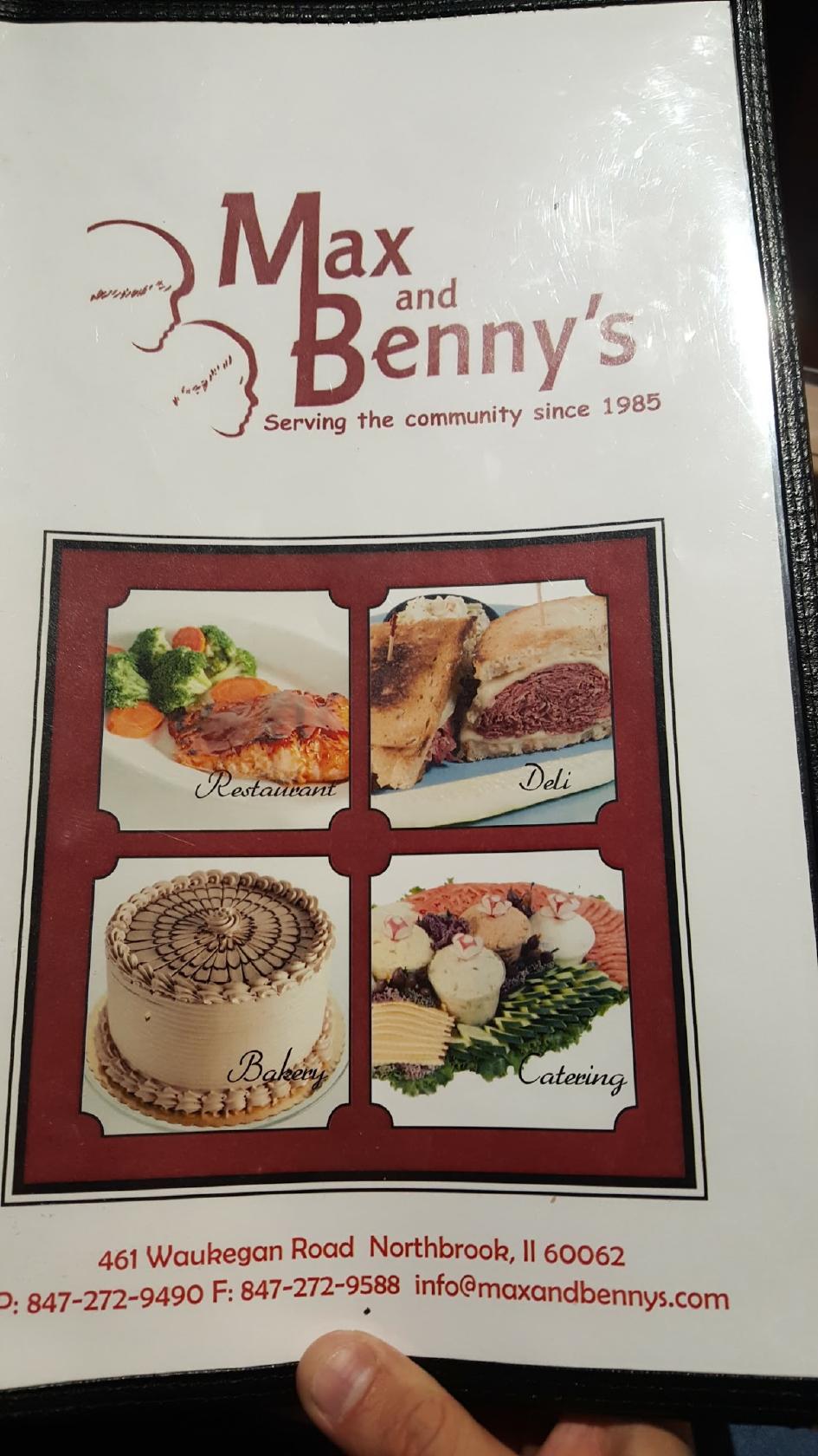 Menu at Max and Benny's restaurant, Northbrook, 461 Waukegan Rd