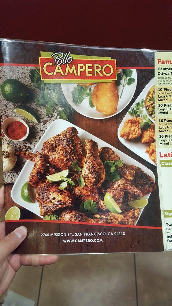 Menu at Pollo Campero restaurant, San Francisco, Mission St