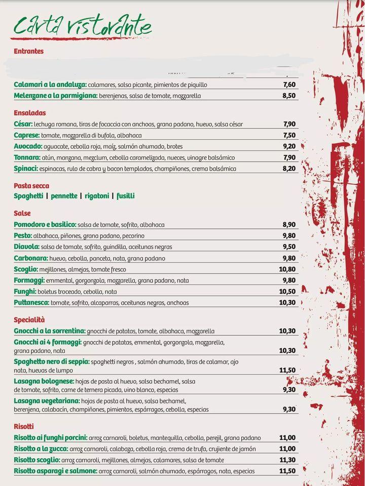 Menu at Ristorante Pizzeria Diavola Italiana, Zaragoza
