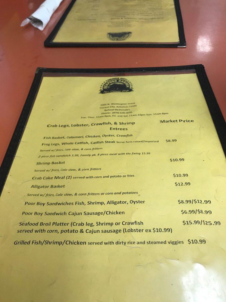Menu at Seafood Garden restaurant, Forrest City