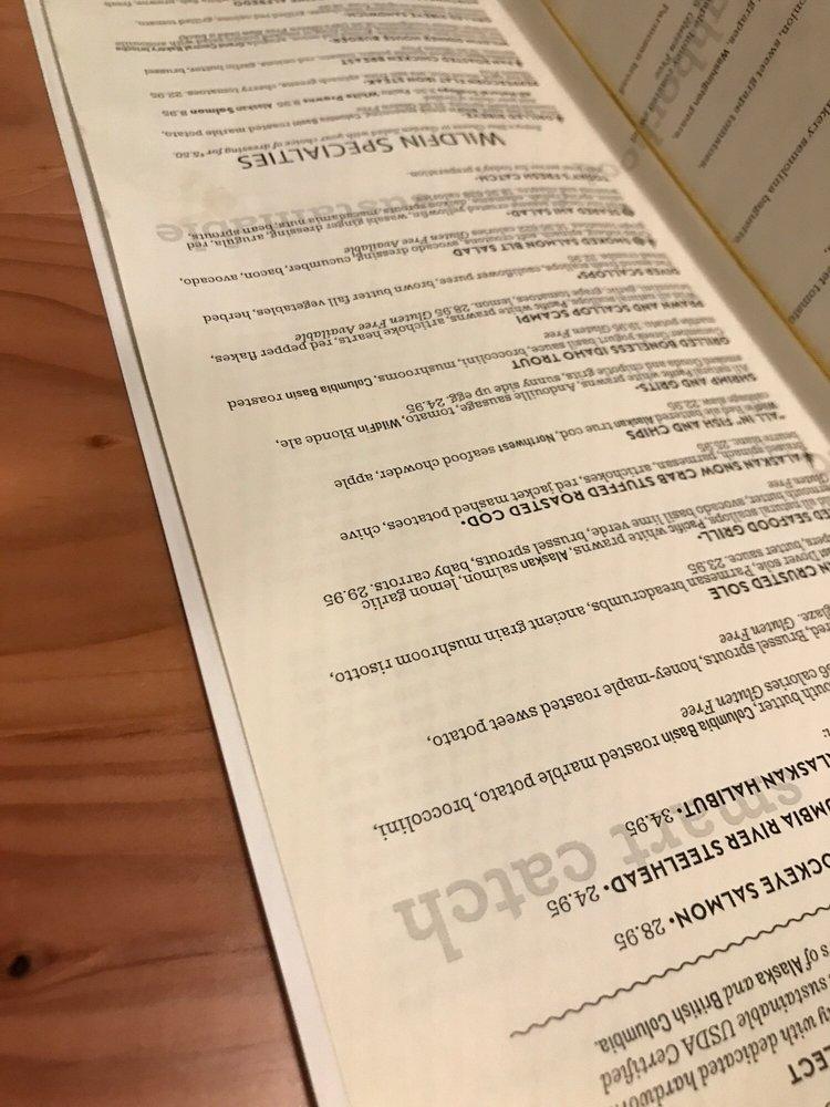 Menu at WildFin American Grill - Vancouver pub & bar, Vancouver
