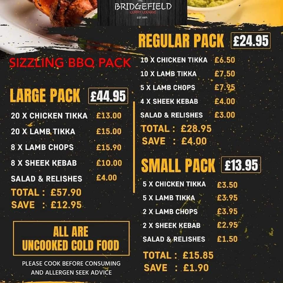 Menu at Bridgefield Curry Lounge pub & bar, Stalybridge
