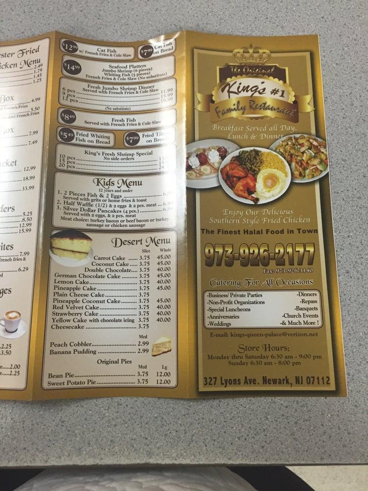 Menu at King's #1 Family Restaurant “Original Kings”, Newark, 361 Lyons Ave