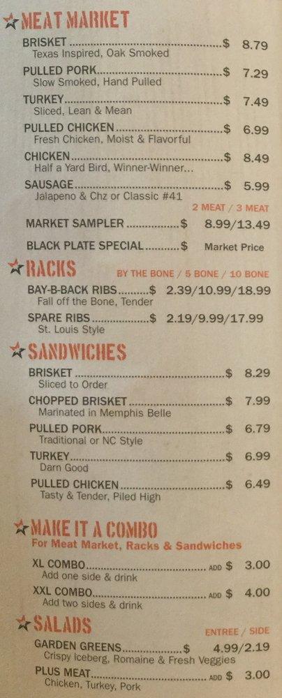 Menu at MISSION BBQ, Tallahassee