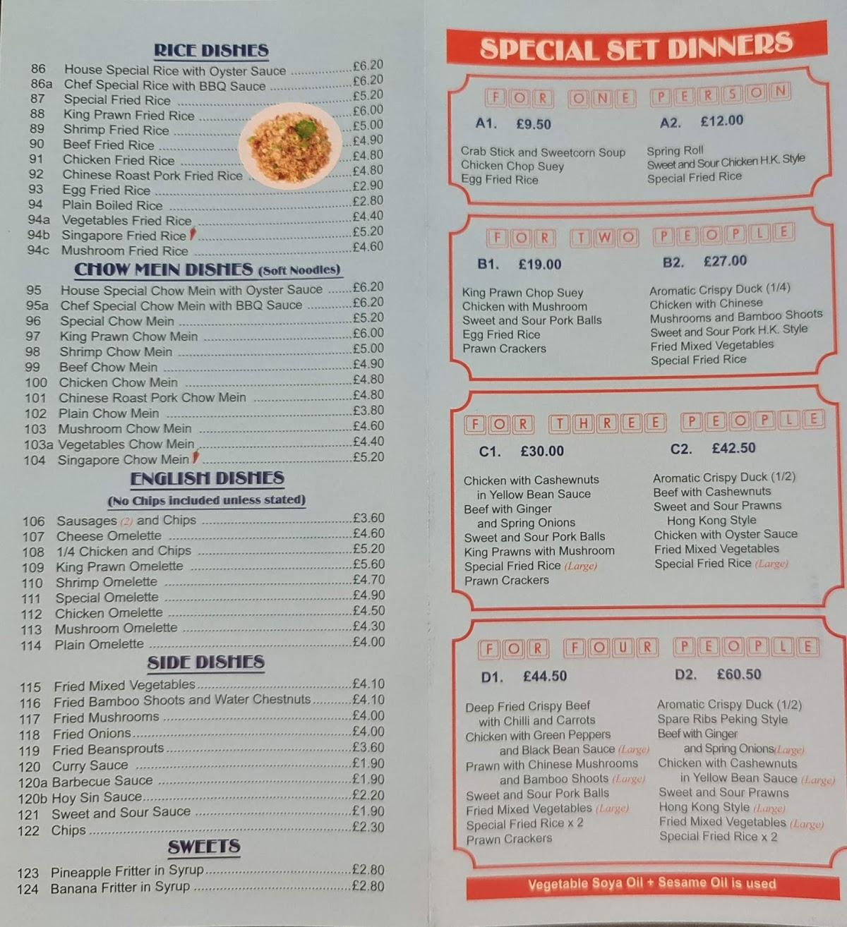 Menu at Ocean House fast food, Street