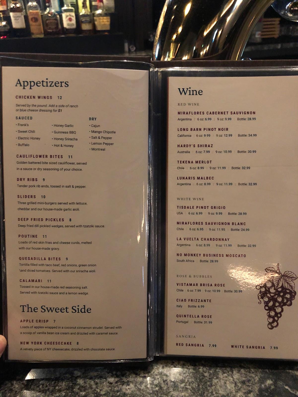 Menu at St. James Hotel (1928 Eatery and Pub), Winnipeg