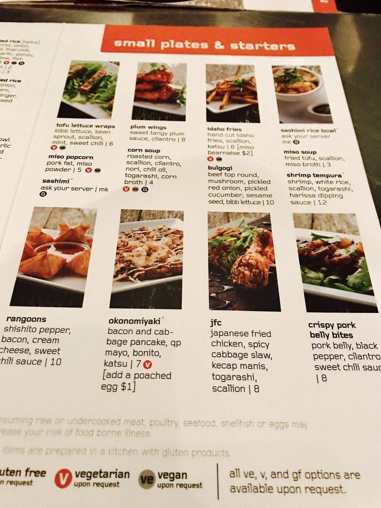 Menu at moto-i restaurant, Minneapolis