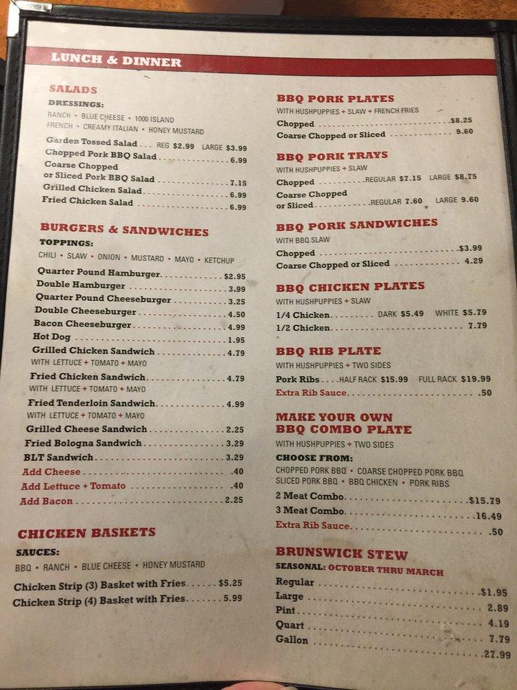 Menu at Country BBQ, High Point, Sedgebrook St
