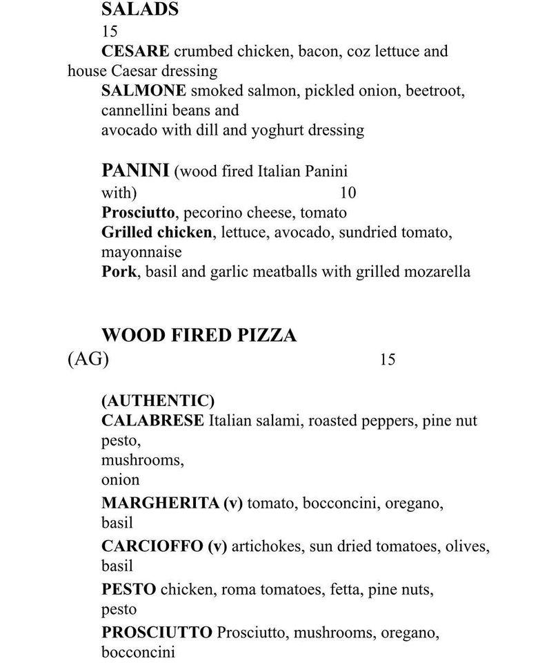 Menu at La Piazza Cafe Restaurant, Wanniassa