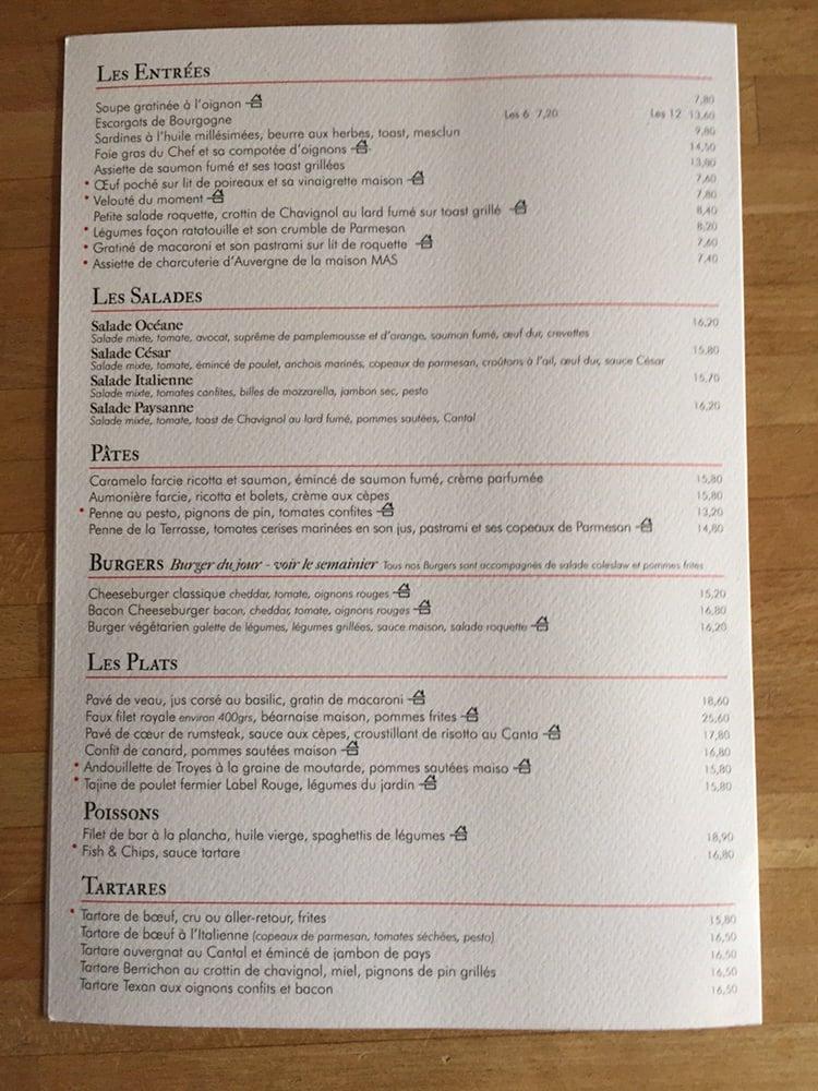 Menu au La Terrasse Saint Jacques restaurant, Paris