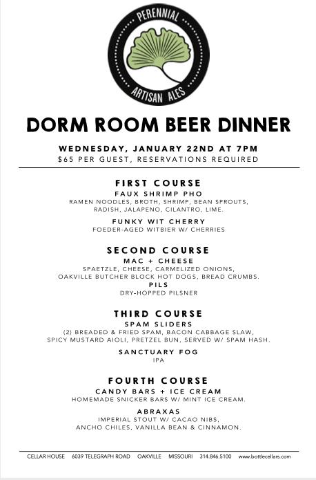 Menu at Perennial Artisan Ales restaurant, St. Louis, Michigan Ave
