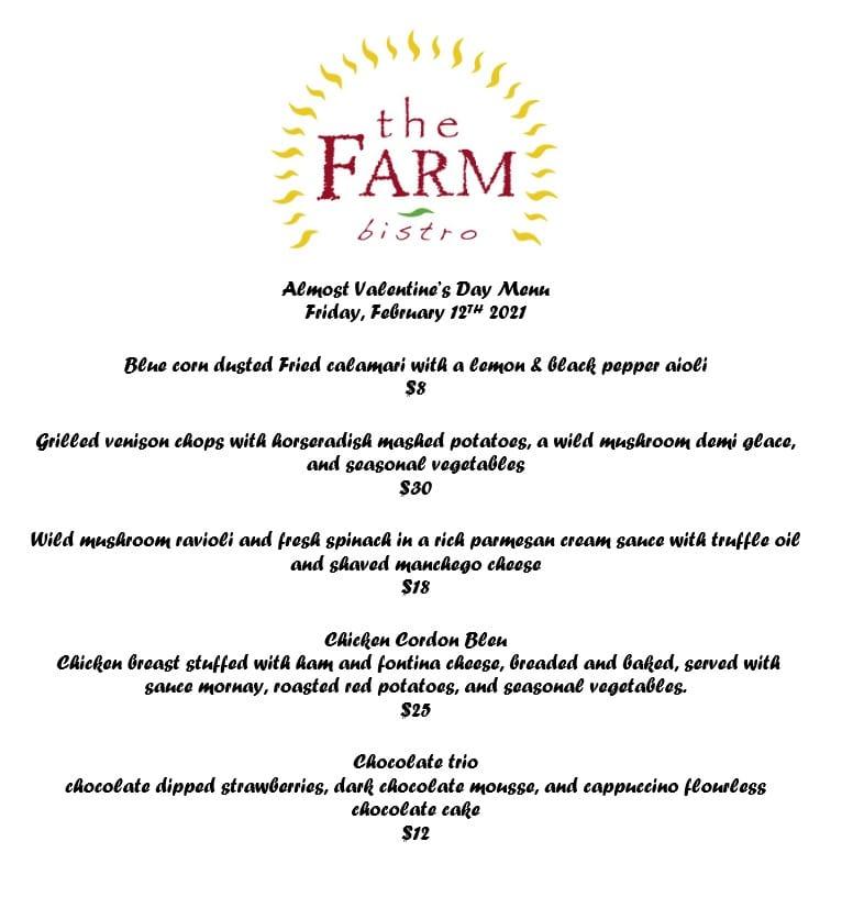Menu at The Farm Bistro steakhouse, Cortez