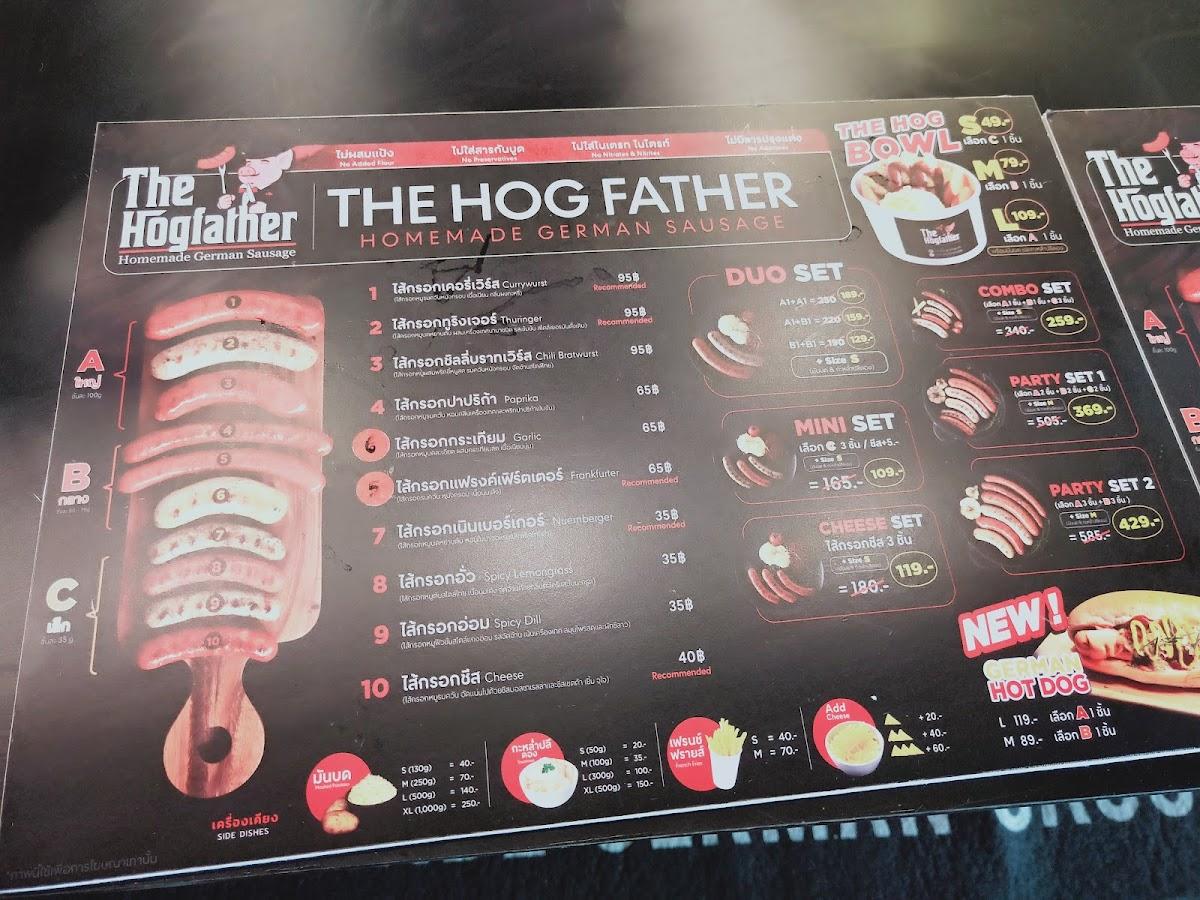 Menu at The Hog Father - Homemade German Sausage restaurant, Bangkok