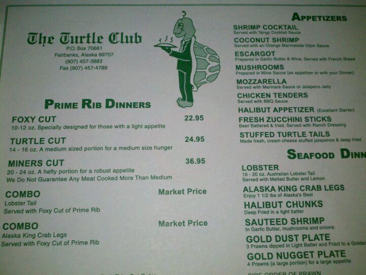 Carta de Turtle Club, Fairbanks, Old Steese Hwy N