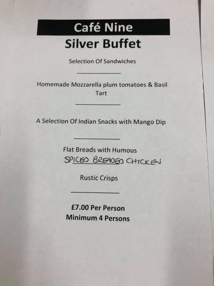 Menu at Nine Catering fast food, Rugeley